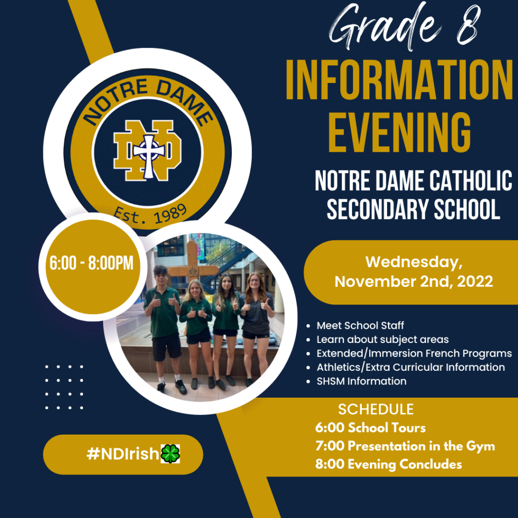 Grade 8 Information Evening | Notre Dame Catholic Secondary School ...